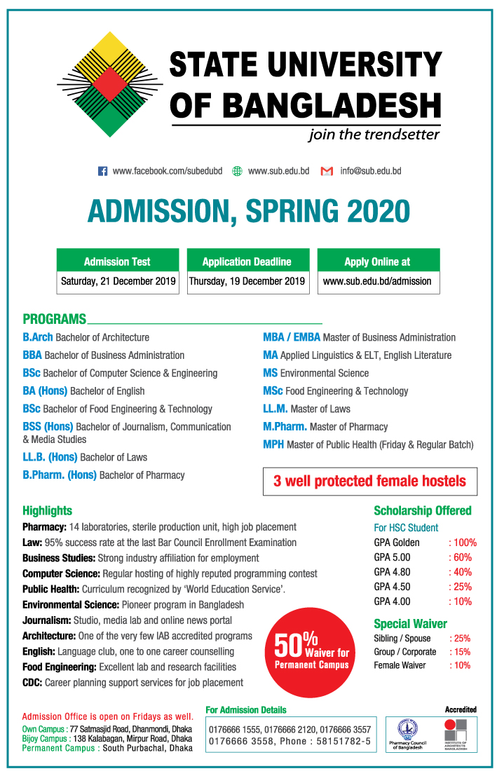 Admission - Welcome to State University of Bangladesh
